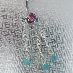 Jewelry | New Hanging Navel Belly Button Ring Pink Blue | Poshmark